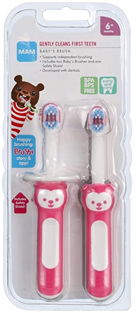 MAM Baby Toothbrushes (2 Baby's Brushes and 1 Safety Shield ...
