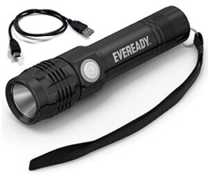 Eveready Rechargeable Flashlight, Rugged Aluminum Build, IPX4 Water ...