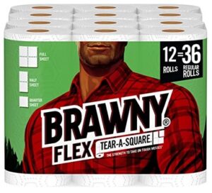 Brawny Flex Paper Towels, 12 Triple Rolls = 36 Regular Rolls, Tear-A ...