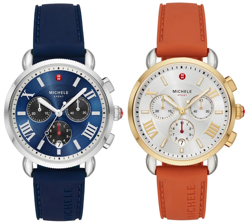 MICHELE Sport Chronograph Watch Head with Silicone Strap, 38mm Only ...