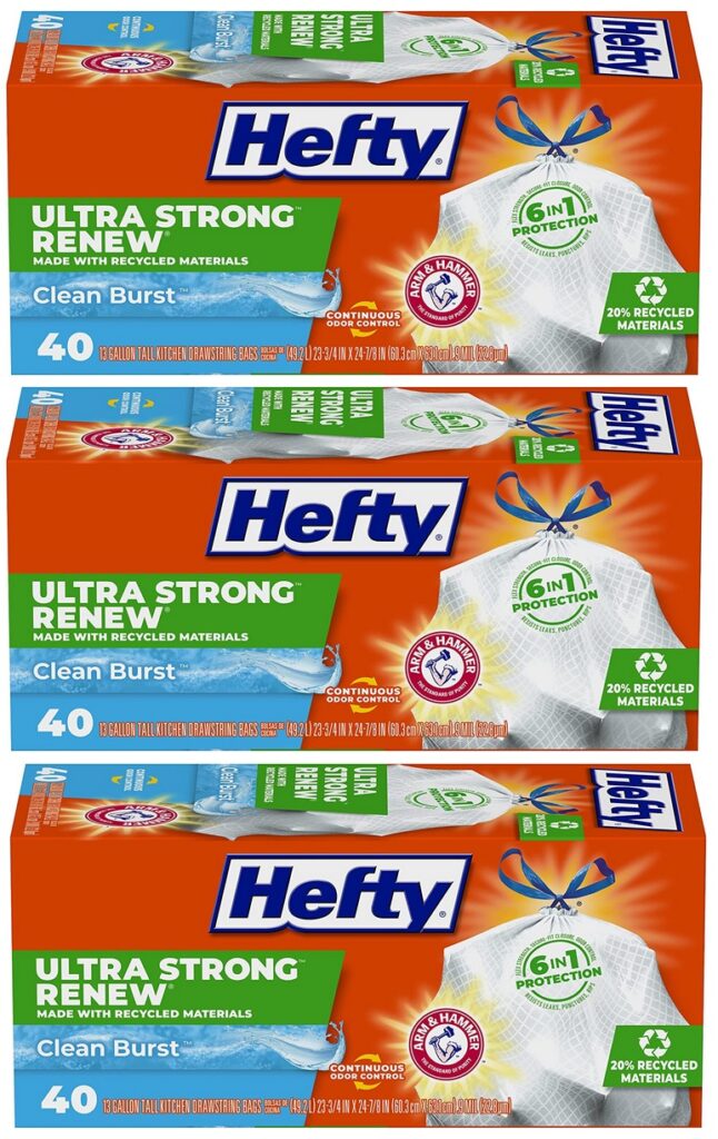 Get 3 Packs Of Hefty Ultra Strong Renew Tall Kitchen Trash Bags, White ...
