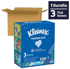 Kleenex Trusted Care Facial Tissues, 3 Flat Boxes, 160 Tissues per Box, 2-Ply (480 Total Tissues ...