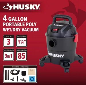 Husky 4 Gal. Poly Wet/Dry Vac with Filter, Hose, and Accessories Only ...