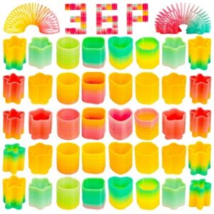 JOHOUSE Mini Magic Springs, 36PCS Rainbow Platic Coil Spring Toy ...