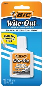 BIC Wite-Out Quick Dry Correction Fluid, 20mL, White, Goes on Easy with ...