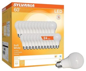 SYLVANIA LED A19 Light Bulb, 60W Equivalent, Efficient 9W, CEC Compliant, 10 Year, Non-Dimmable ...
