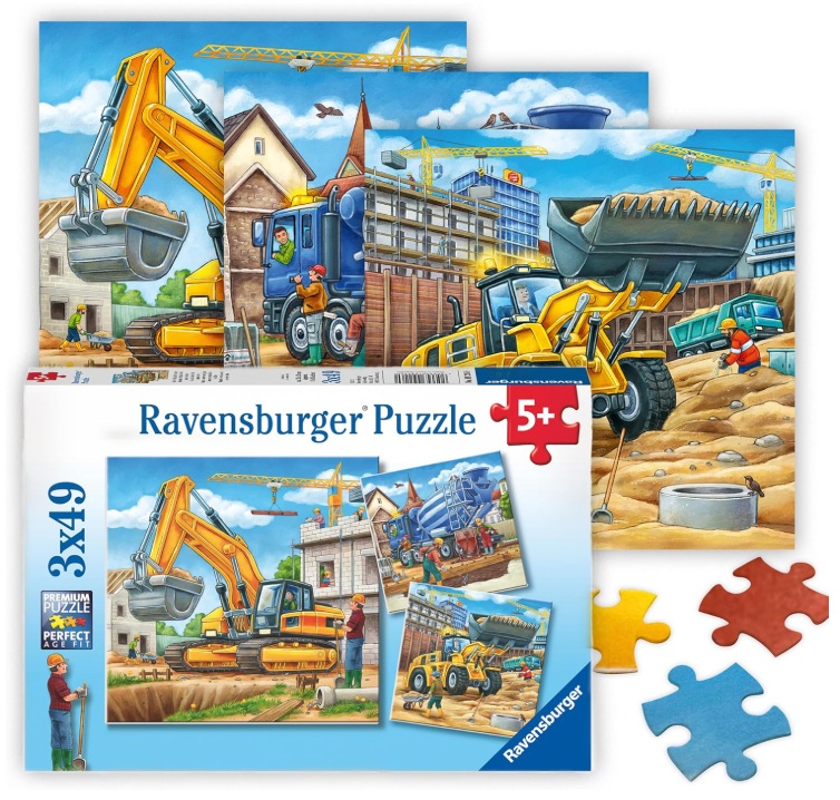 Ravensburger - Large Construction Vehicles - 49 Piece Jigsaw Puzzle 3 ...