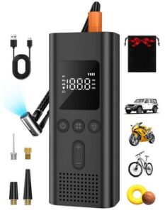 AIRSURE Tire Inflator Portable Air Compressor, 150 PSI Fast Inflation ...