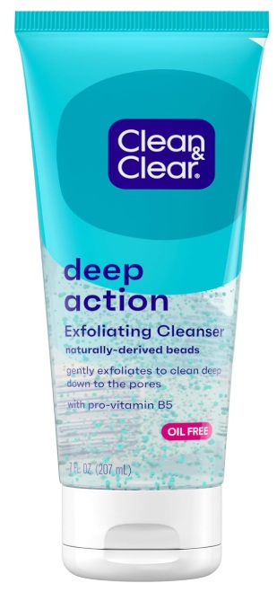 Clean & Clear Deep Action Exfoliating Facial Cleanser, Scrub & Face ...