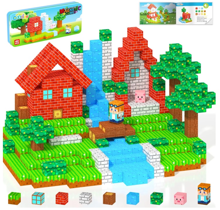 Magnetic Blocks Kids Travel Toys with Portable Metal Tin – Montessori ...