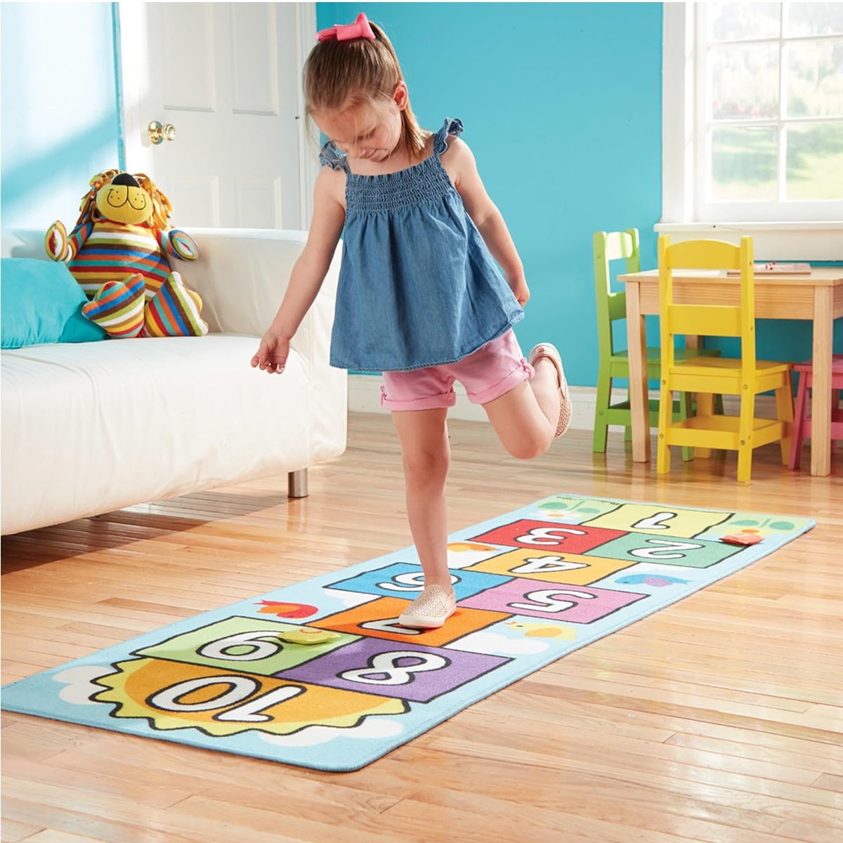 Melissa & Doug Hop and Count Hopscotch Game Rug (3 pcs, 78.5 x 26.5 ...