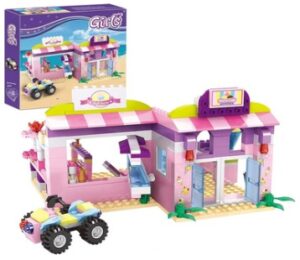 Ice Cream Shop Building Set 317 Pcs Pink Ice Cream Dessert Store ...