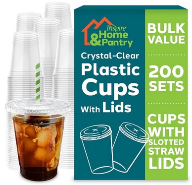 Inspire Disposable Plastic Cups with Lids | Bulk Smoothie Cup | Iced ...