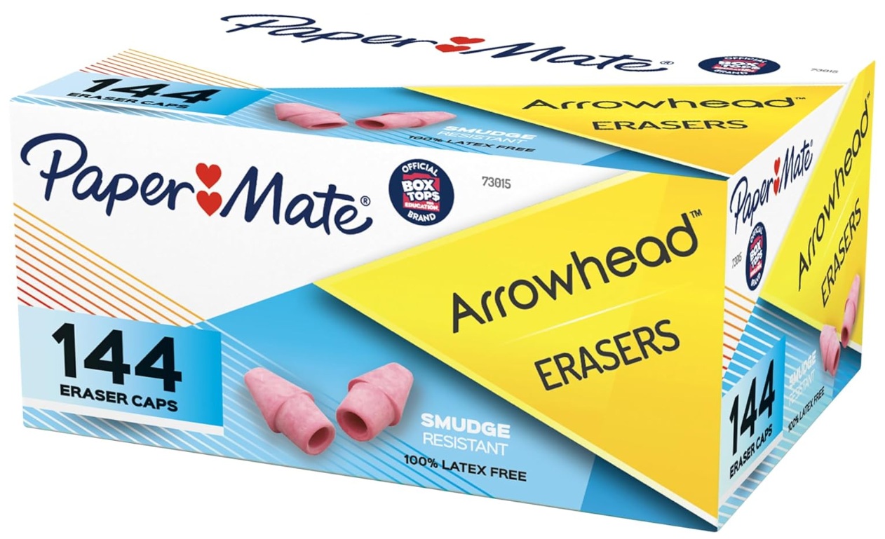 Paper Mate Arrowhead Pink Pearl Cap Erasers, 144 Count - Back to School ...