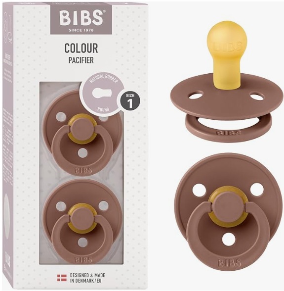 Bibs Colour Pacifier 2-Pack | BPA Free Soother, Round Nipple. Natural ...