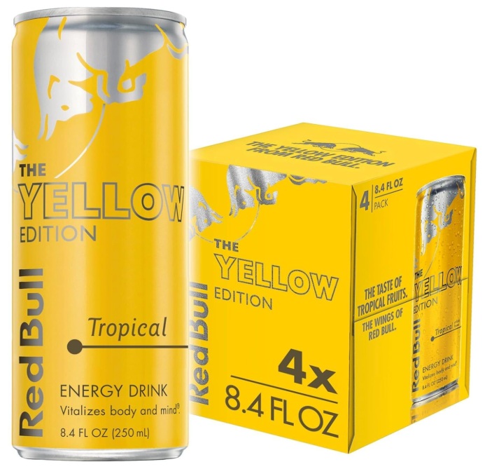 Red Bull Yellow Edition Energy Drink, Tropical, with 80mg Caffeine plus ...