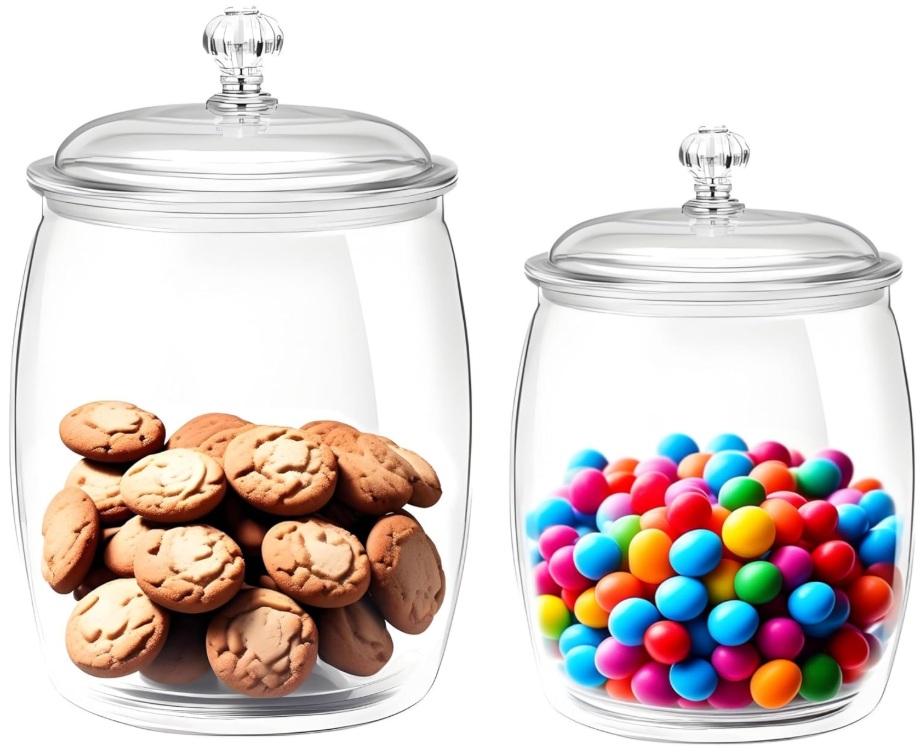 TRAVELER 2pcs Plastic Cookie Jars with Airtight Lids -130oz Clear Large ...