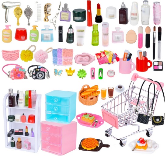 100 Pcs Dollhouse Mini Cosmetic Set，Miniature Bathroom Accessories，Mini ...