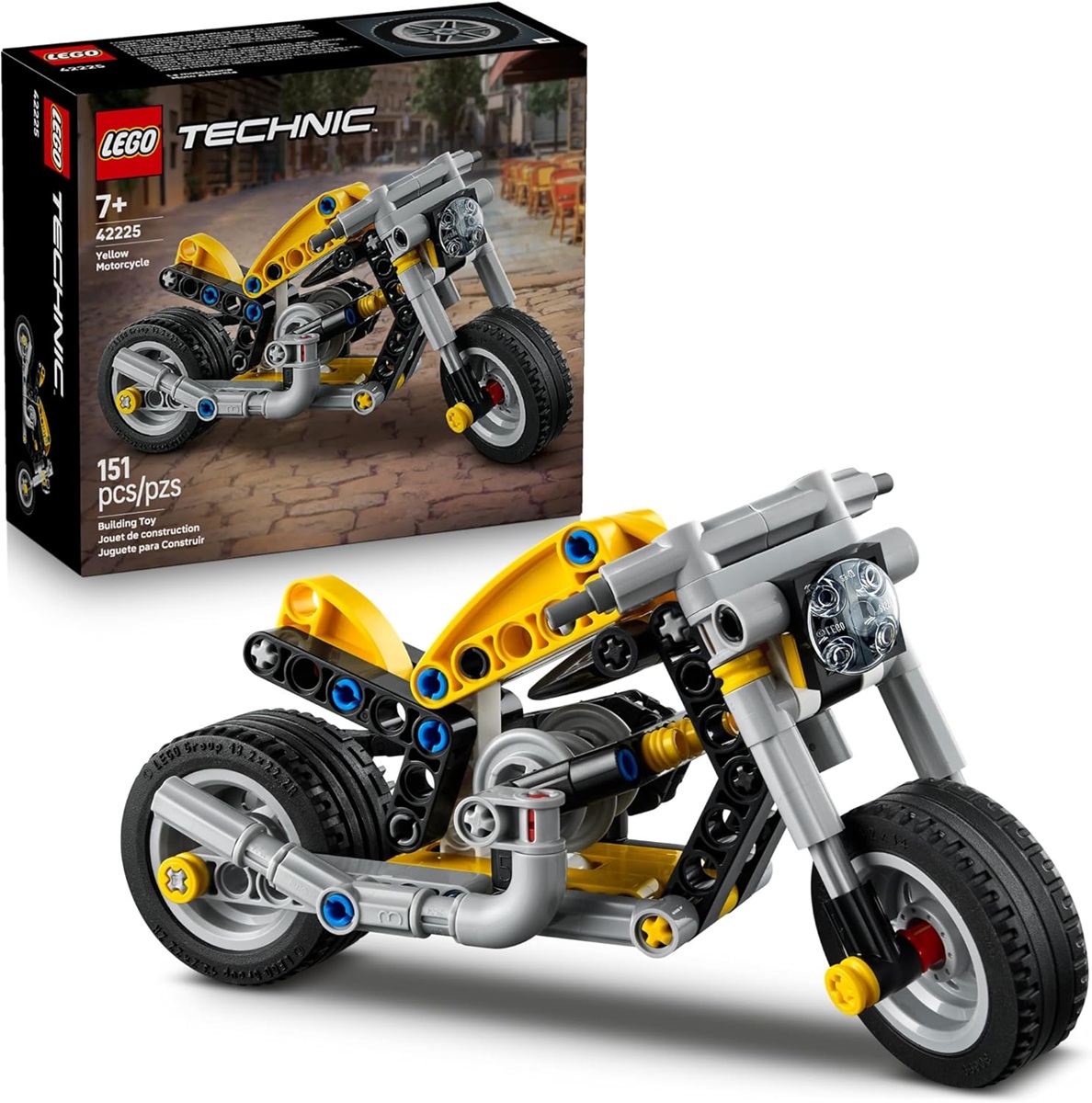 LEGO Technic Yellow Motorcycle Toy - Building Toy for Boys & Girls ...